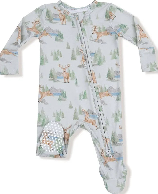 Buck Deer 2-Way Zipper Footie – Aiden + Ollie